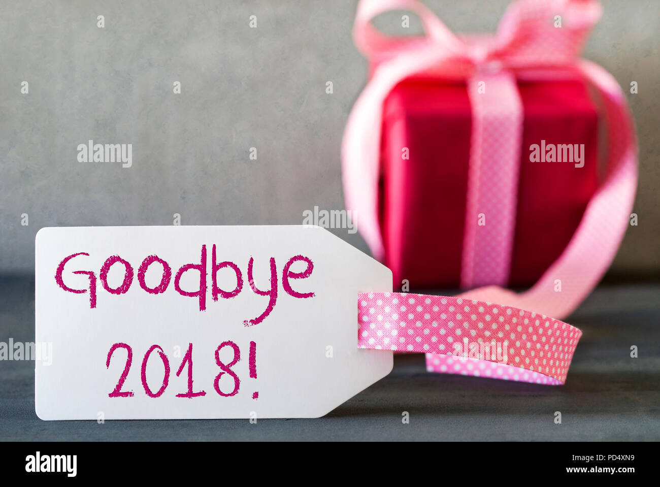 Pink Gift, Label, Text Goodbye 2018 Stock Photo - Alamy