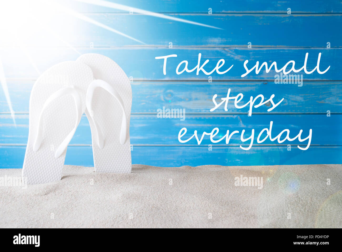 Sunny Summer Background, Quote Take Small Steps Everyday Stock Photo ...