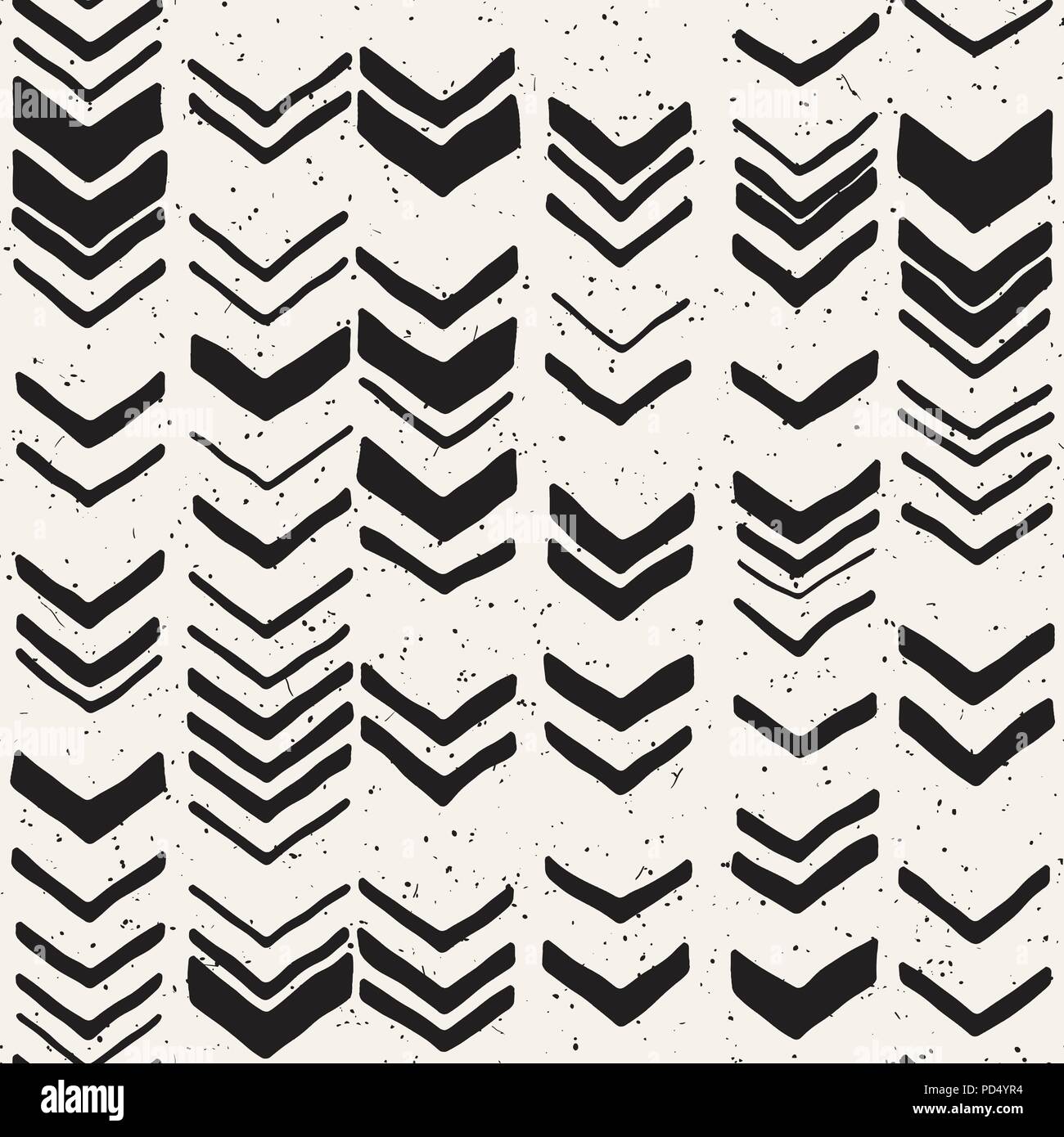 Seamless hand drawn style chevron pattern in black and white. Abstract ...