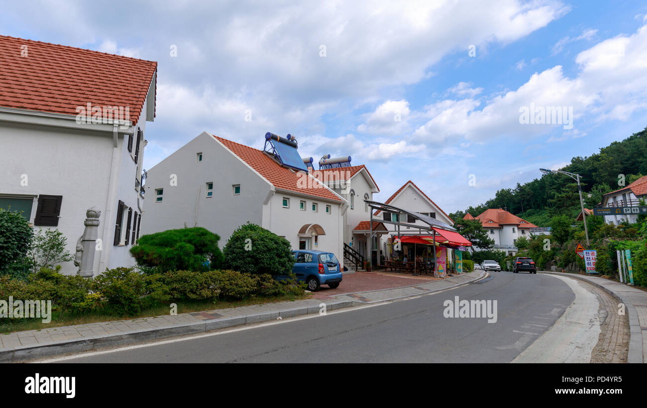 Namhae, South Korea - July 29, 2018 : Namhae German Village scene ...