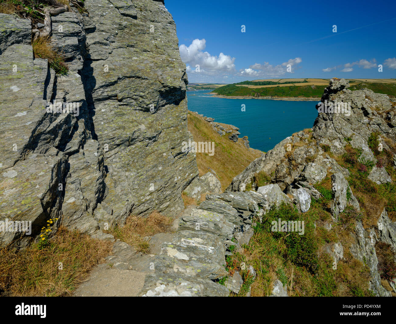 Sunny summer views from near Bolt Head over Starehole Bay, towards the ...