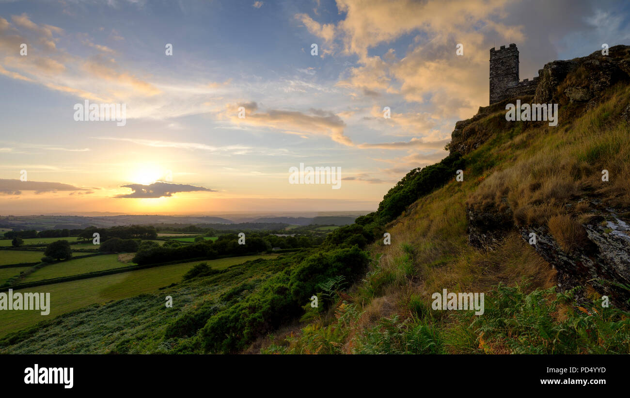 Summer sunset over Brentor, with the church of St Michael de Rupe - St ...