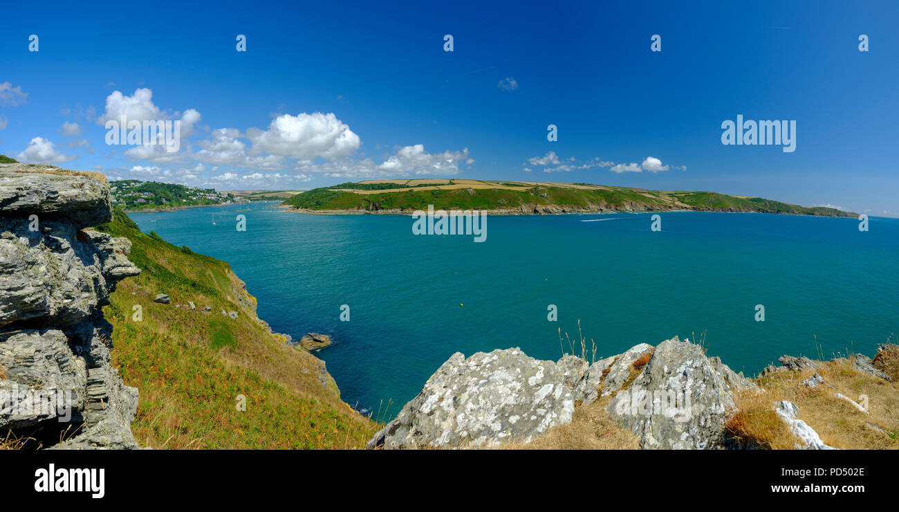 Sunny summer views from near Bolt Head over Starehole Bay, towards the ...