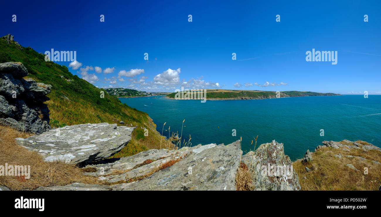 Sunny summer views from near Bolt Head over Starehole Bay, towards the ...