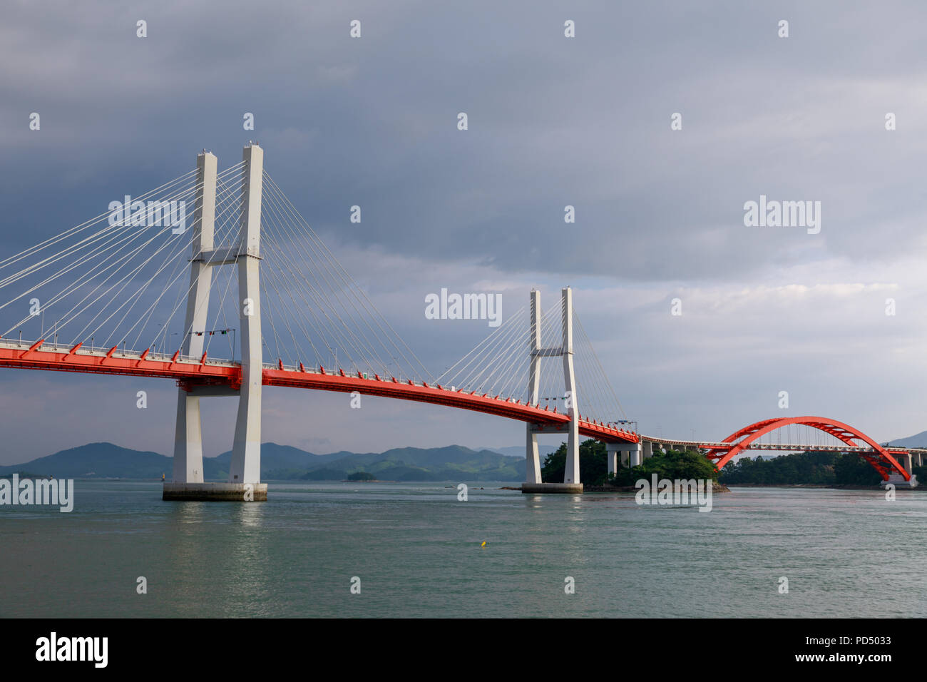 Changseon-Samcheonpo Bridge in Sacheon city in South Korea Stock Photo ...