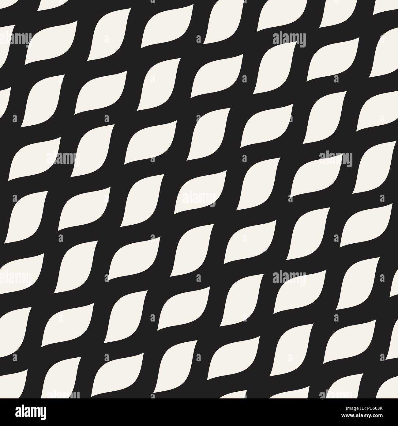 Vector Seamless Black and White Wavy Lines Simple Pattern. Abstract ...