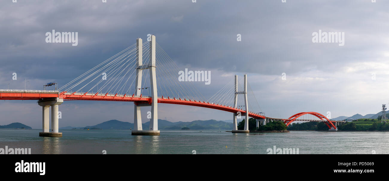 Changseon-Samcheonpo Bridge in Sacheon city in South Korea Stock Photo ...