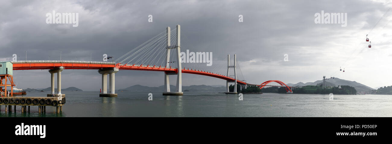 Changseon-Samcheonpo Bridge in Sacheon city in South Korea Stock Photo ...