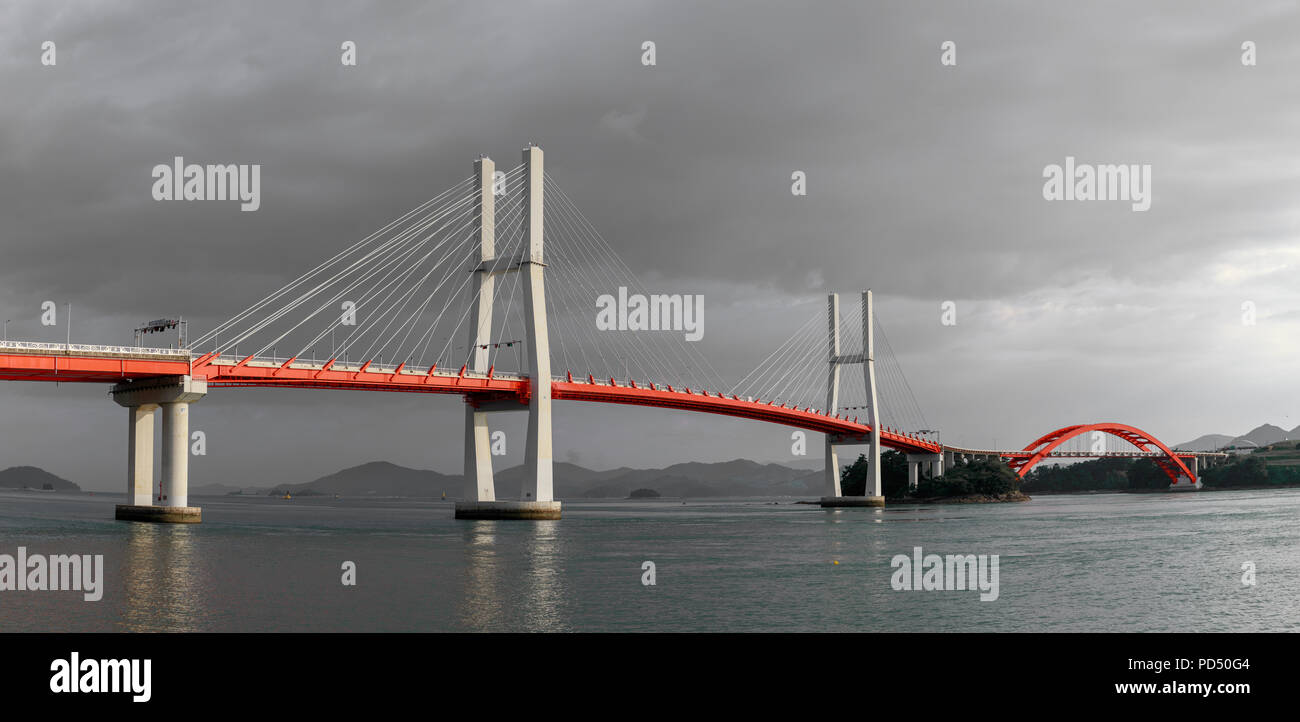 Changseon-Samcheonpo Bridge in Sacheon city in South Korea Stock Photo ...