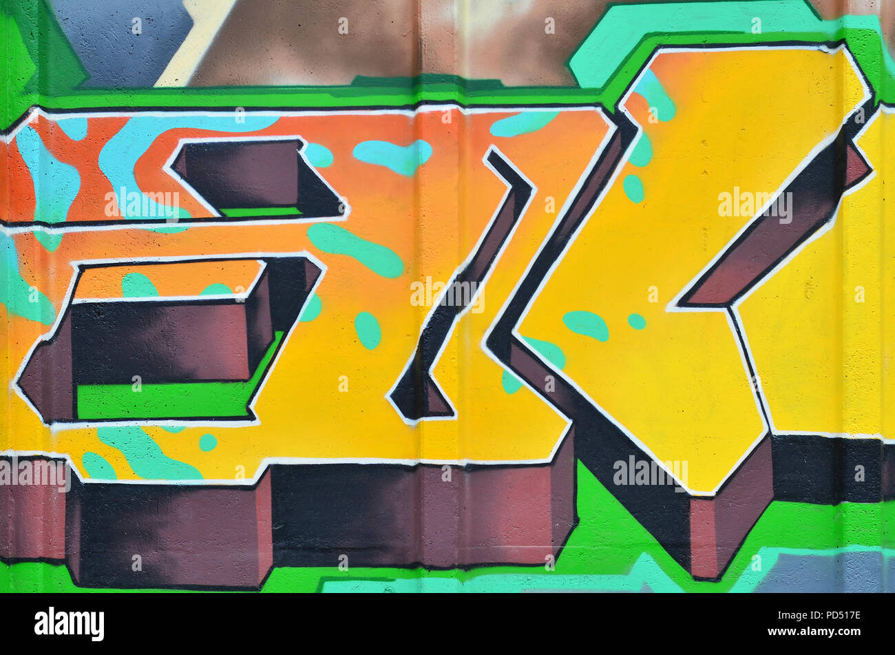 Detailed photo of street graffiti drawing from different colors and ...