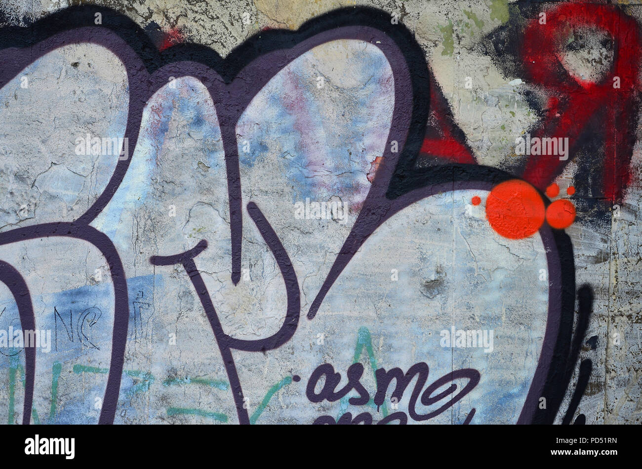Close up view of graffiti drawing details. Background image on the ...