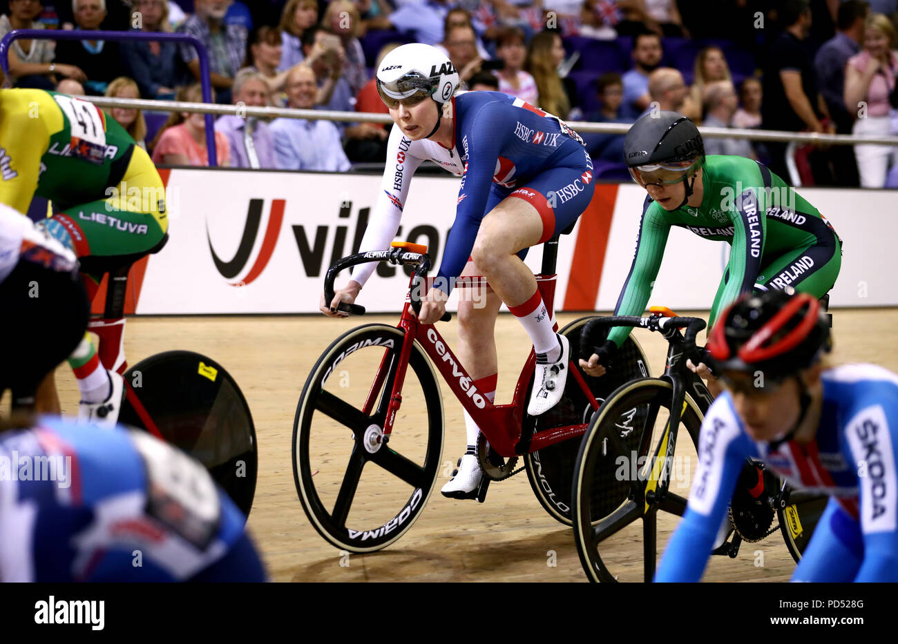 Great Britain's Katie Archibald (centre) and Ireland's Lydia Boylan ...