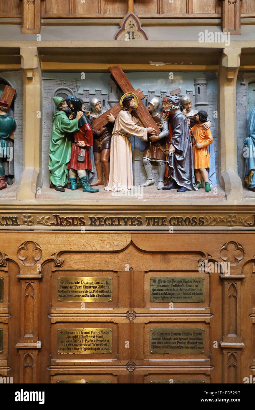 The rood screen with the stations of the cross, at Pugin's Church and ...