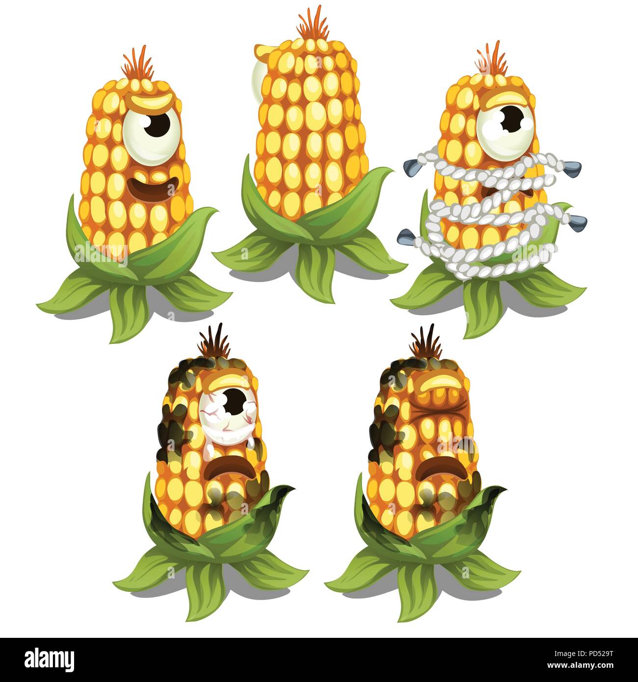 Trapped fancy monster in the form of an one-eyed decaying cob of corn ...