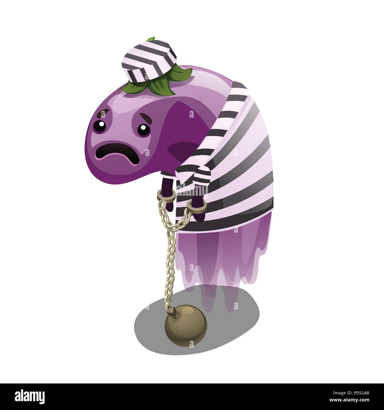 Trapped fancy monster in the form of a weightless eggplant isolated on ...