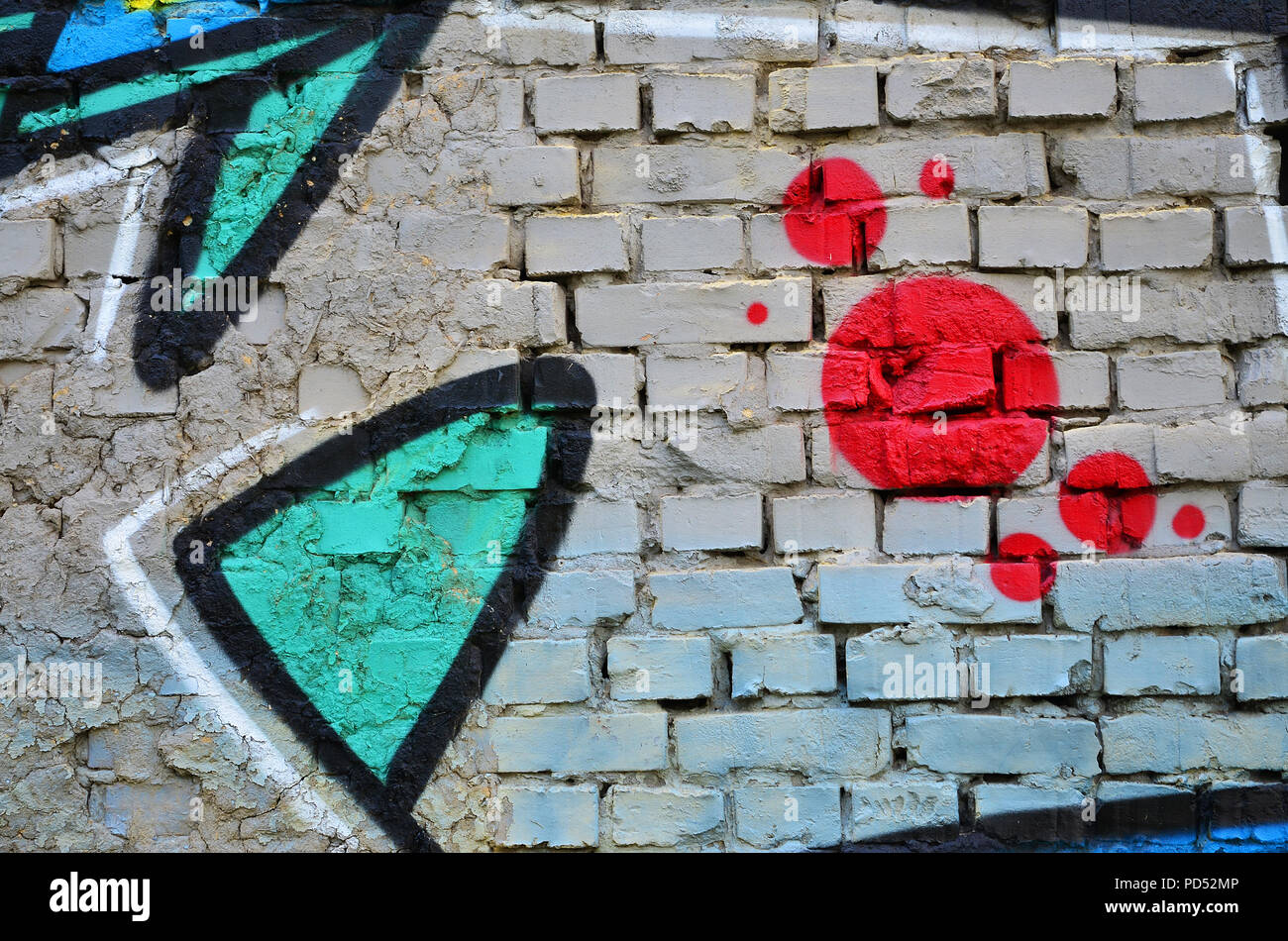 Detailed image of color graffiti drawing. Background street art picture ...