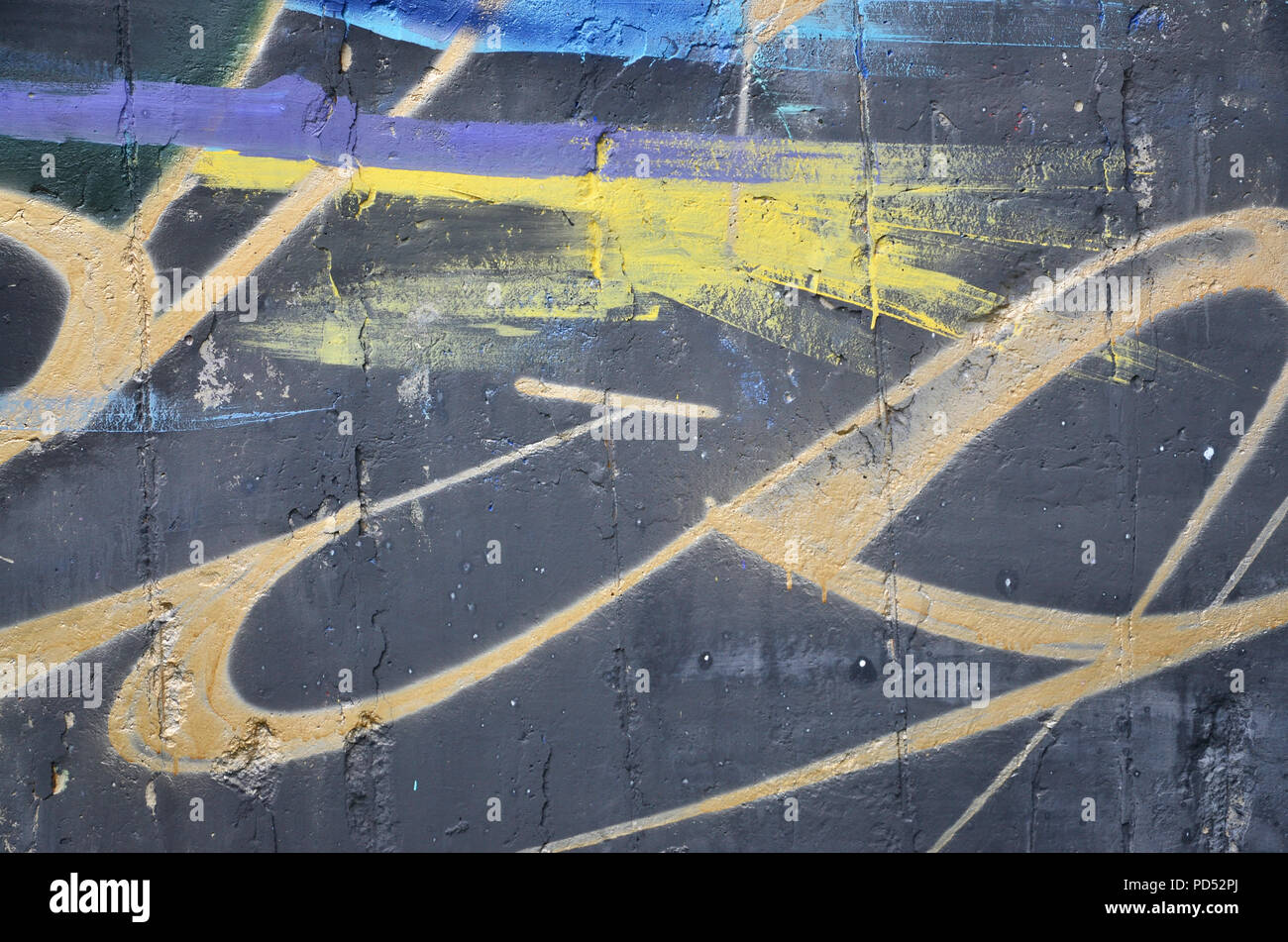 Texture of a fragment of the wall with graffiti painting, which is ...