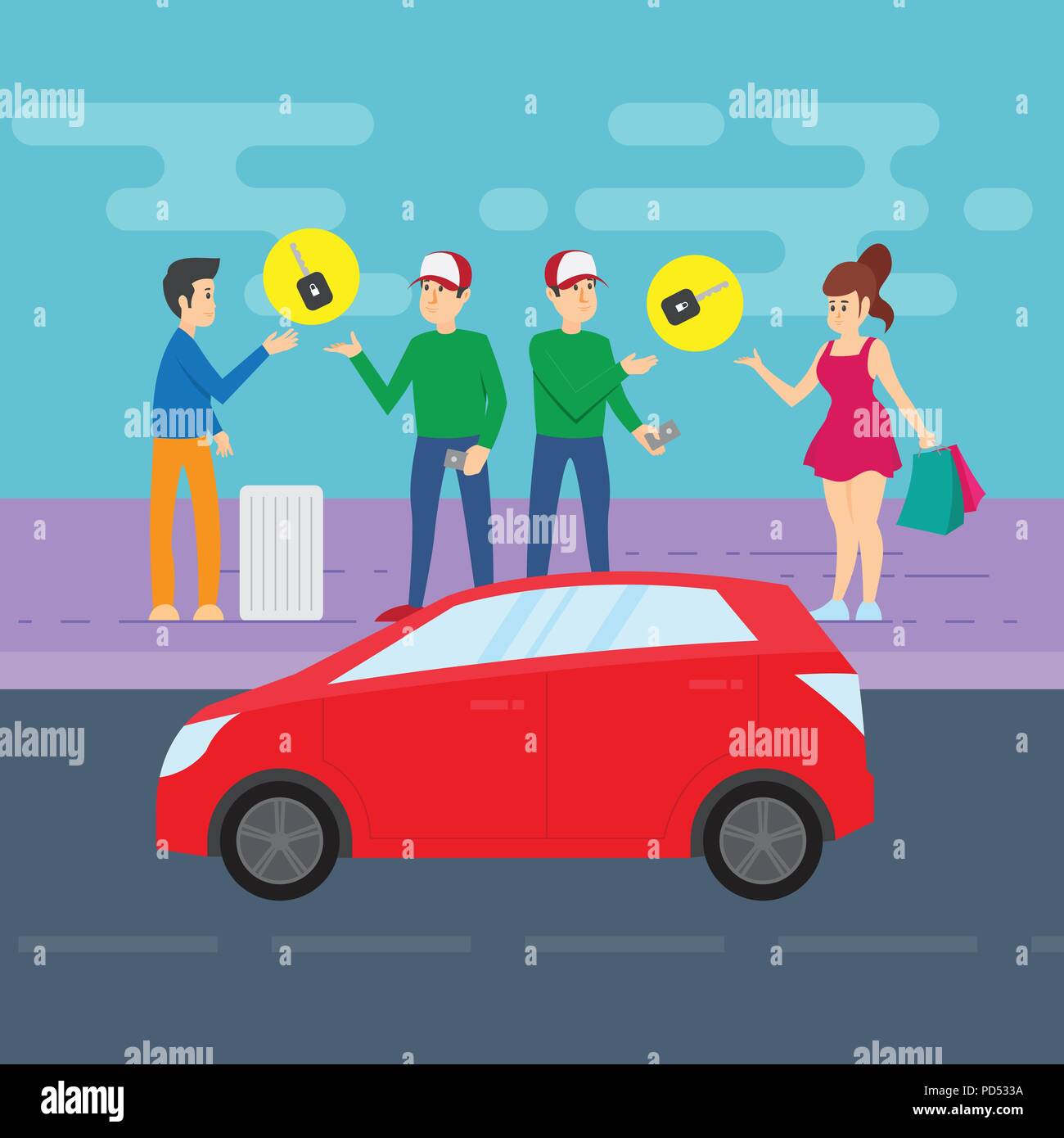 Group of people and a vehicle Stock Vector Image & Art - Alamy