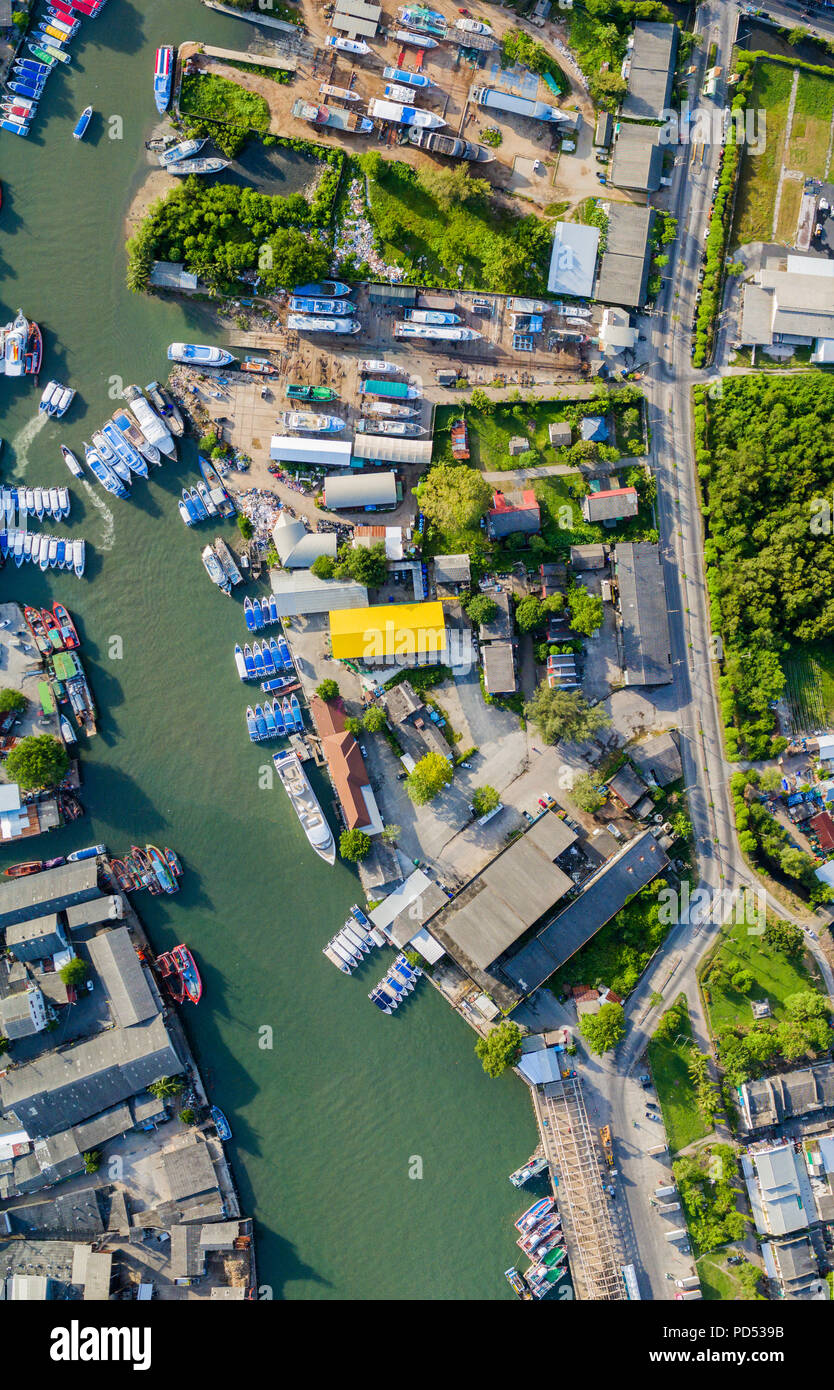 aerial at Phuket fishing port and Phuket shipyard. Phuket Fishing Port ...