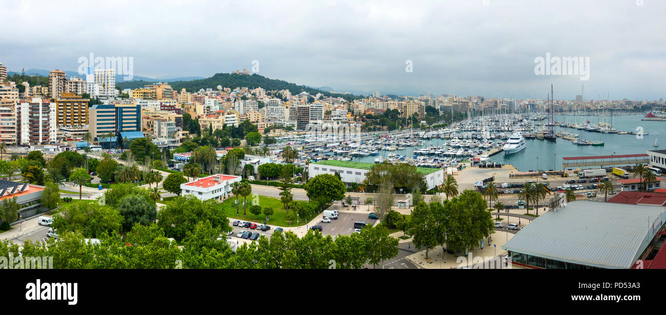 Marina and harbour in Palma de mallorca is a resort city and capital of ...