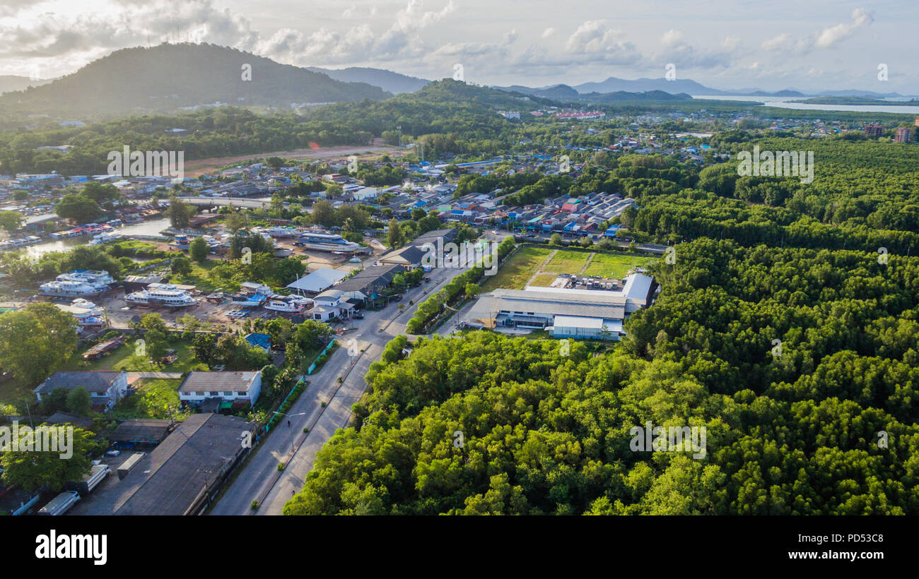 aerial at Phuket fishing port and Phuket shipyard. Phuket Fishing Port ...