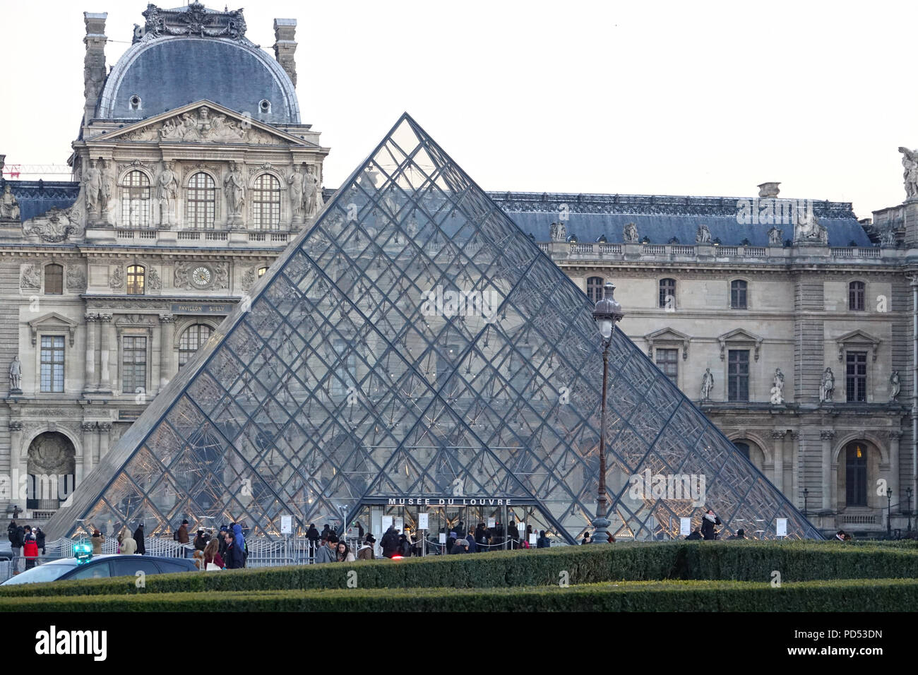PARIS, FRANCE - JANUARY-18, 2017: The crystal Pyramid at the Louvre ...