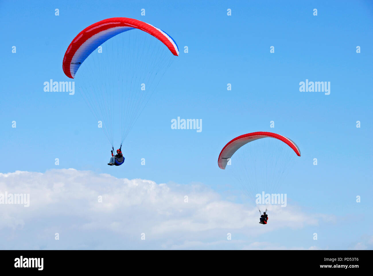 Two people paragliding in good conditions Stock Photo - Alamy