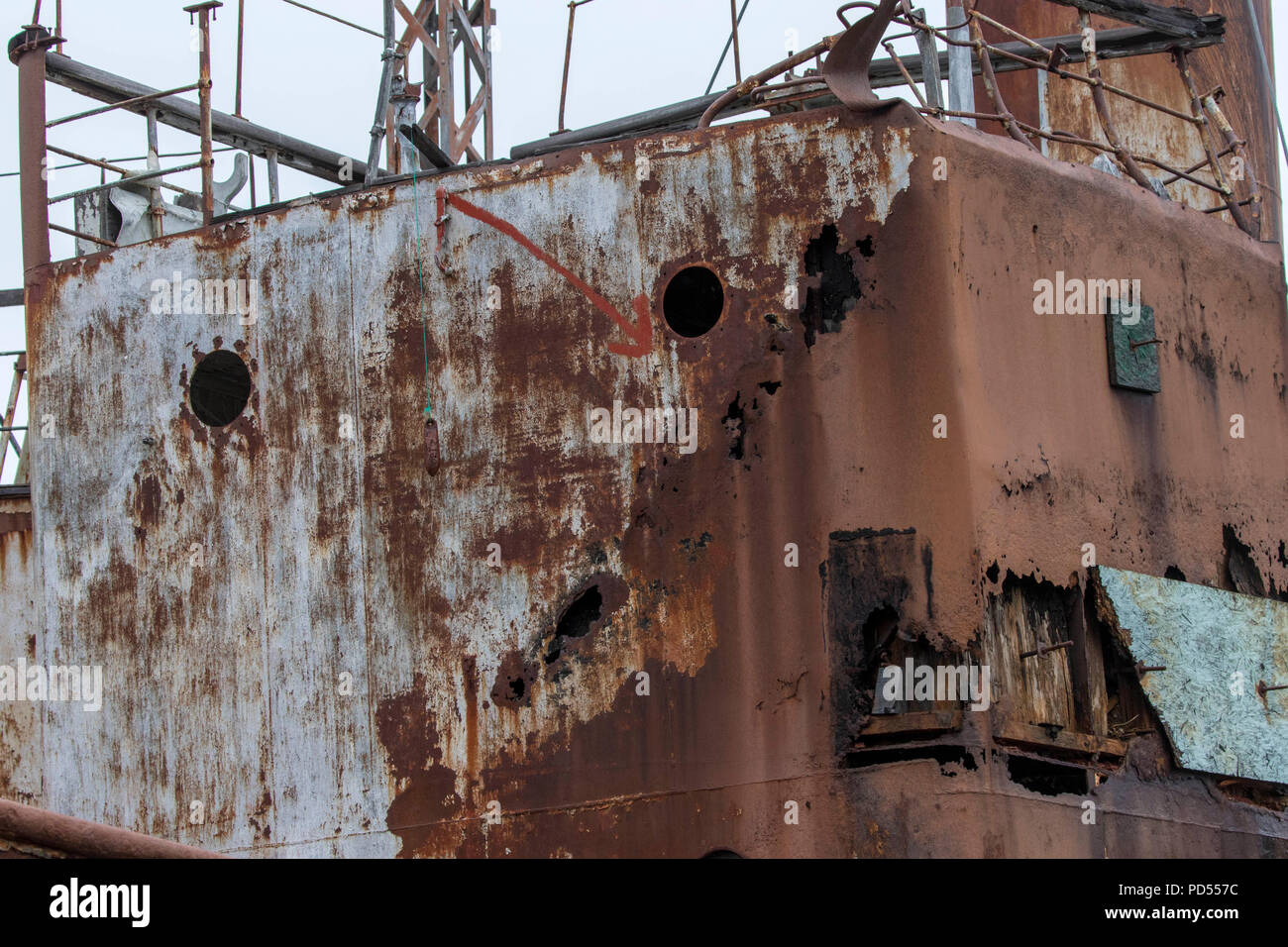 Abandoned whaling ship beached at Grytviken in the South Georgia ...
