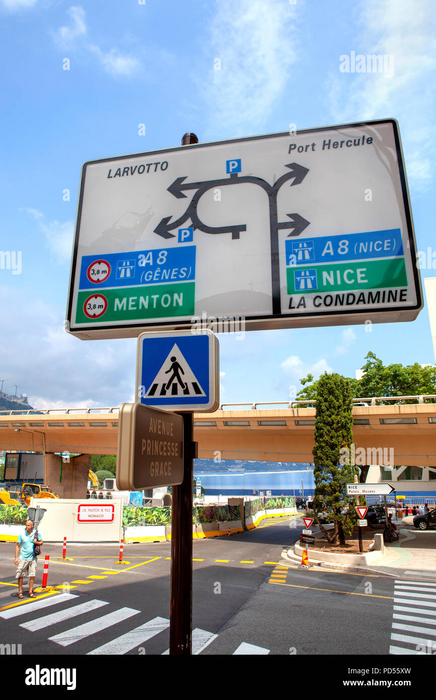 Avenue Princesse Grace road sign in Monaco Stock Photo - Alamy