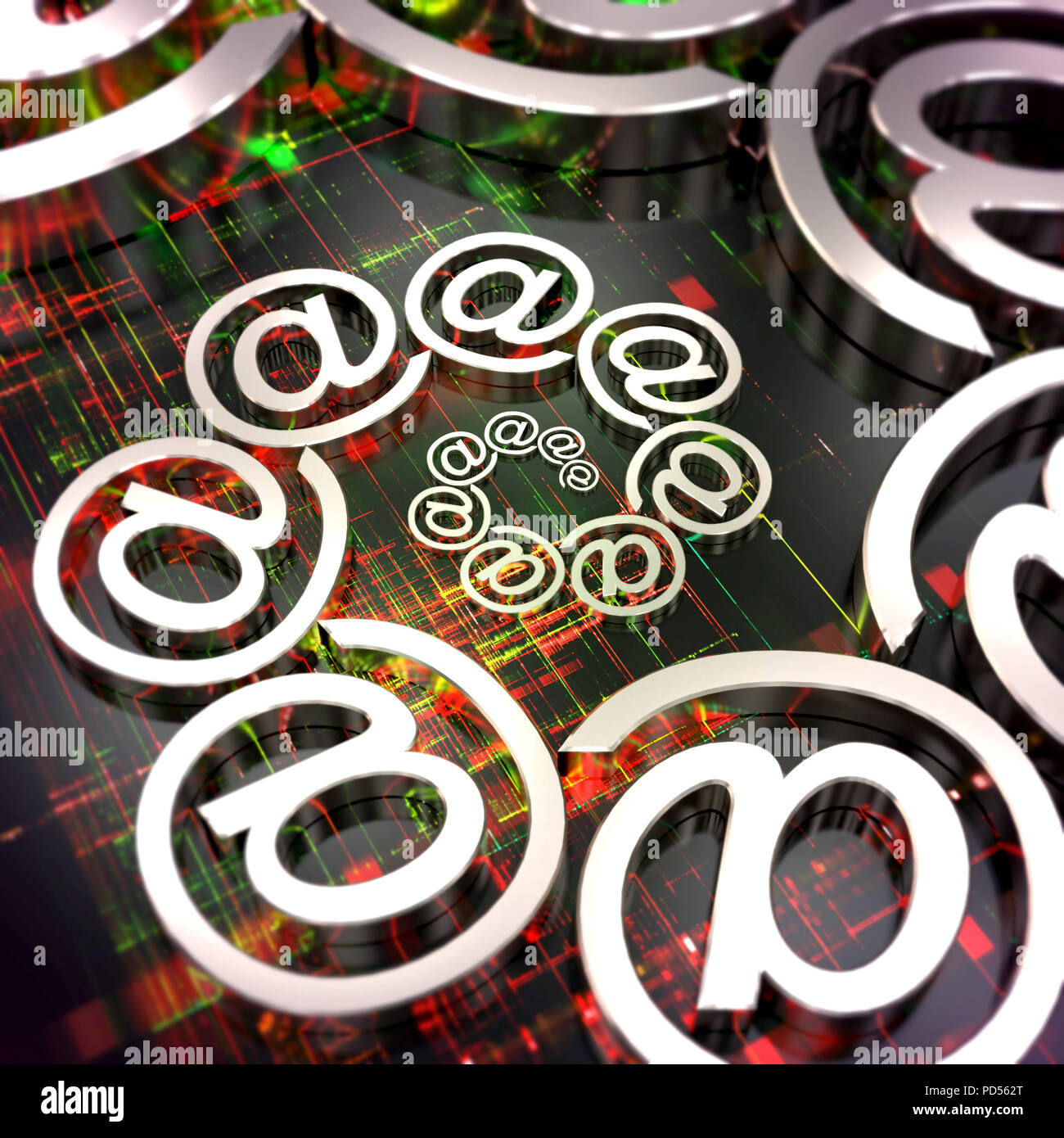 Spiral of e-mail symbols, with electronic background Stock Photo - Alamy