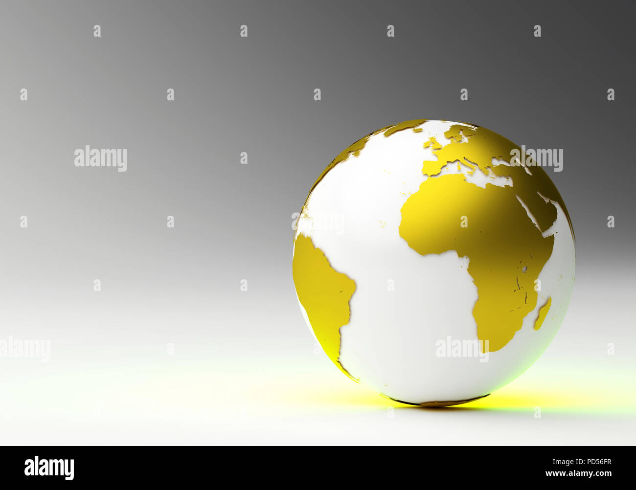 Design concept of the earth, golden continents, horizontal view Stock ...