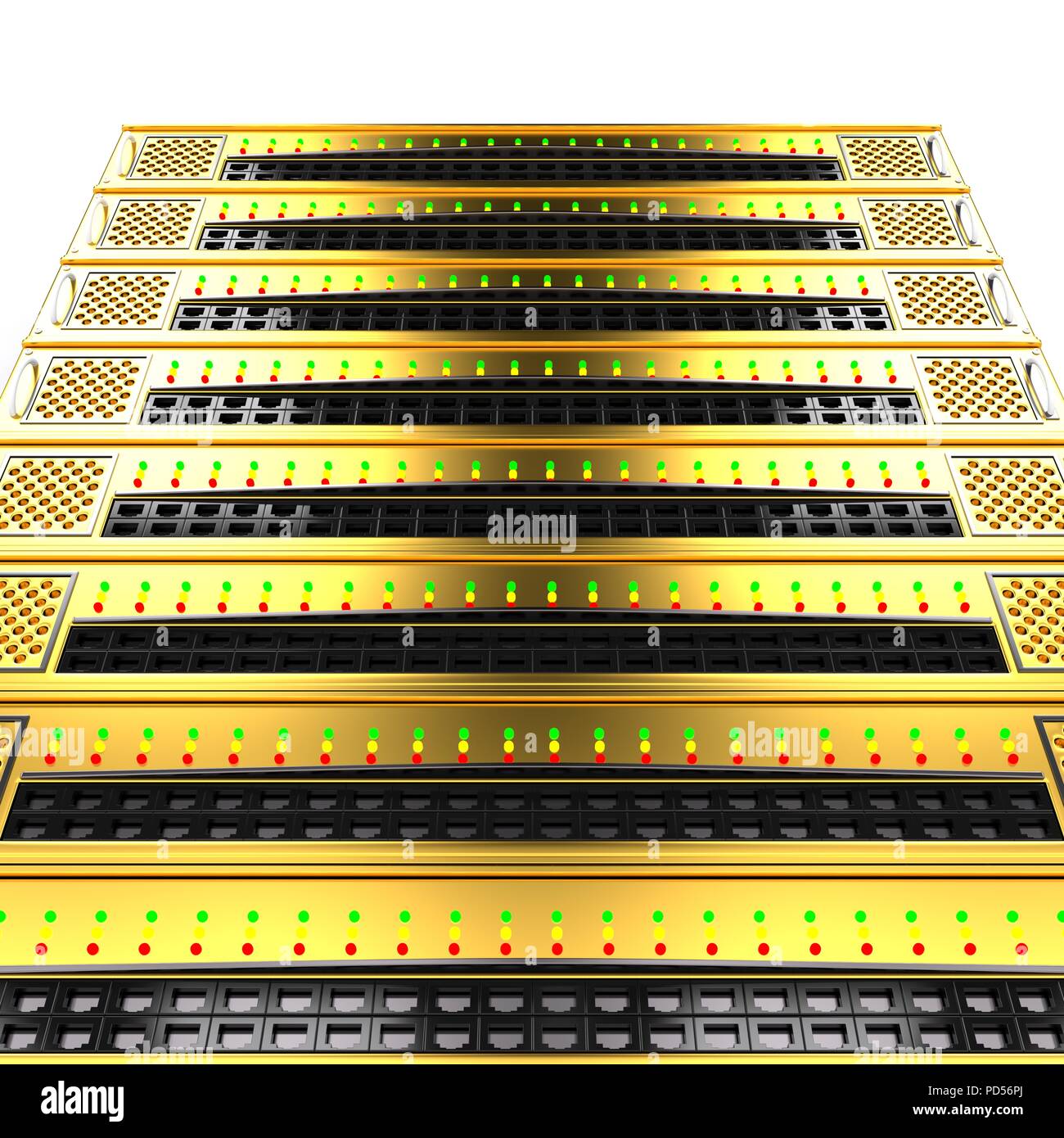 Stack of golden servers on white background Stock Photo - Alamy