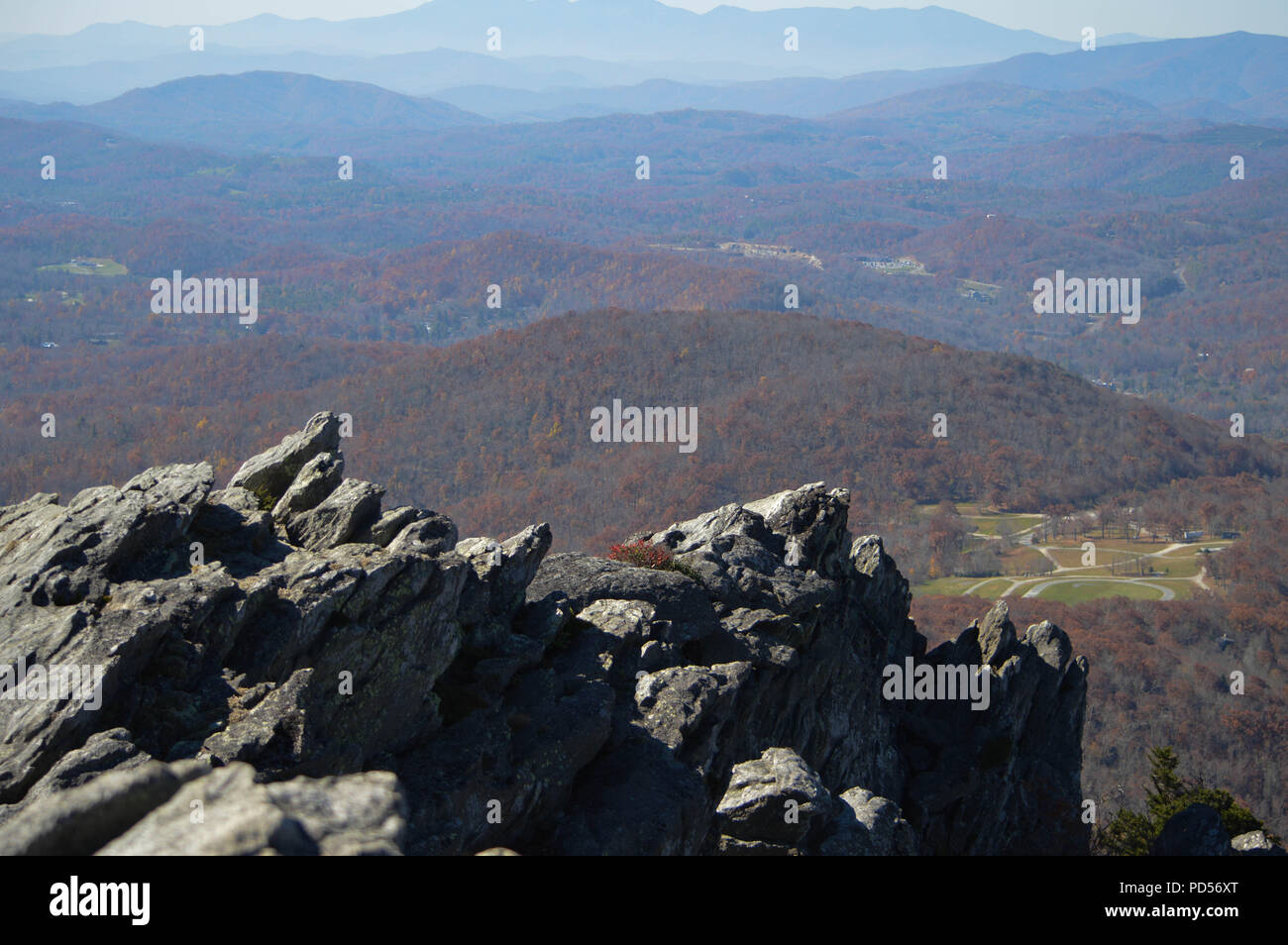Autumn View of Mountain Peak at Grandfather Mountain with Blue Ridge ...