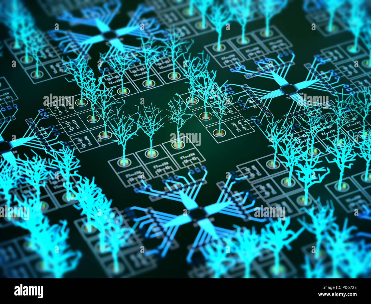 Neural network concept on electronic board Stock Photo - Alamy