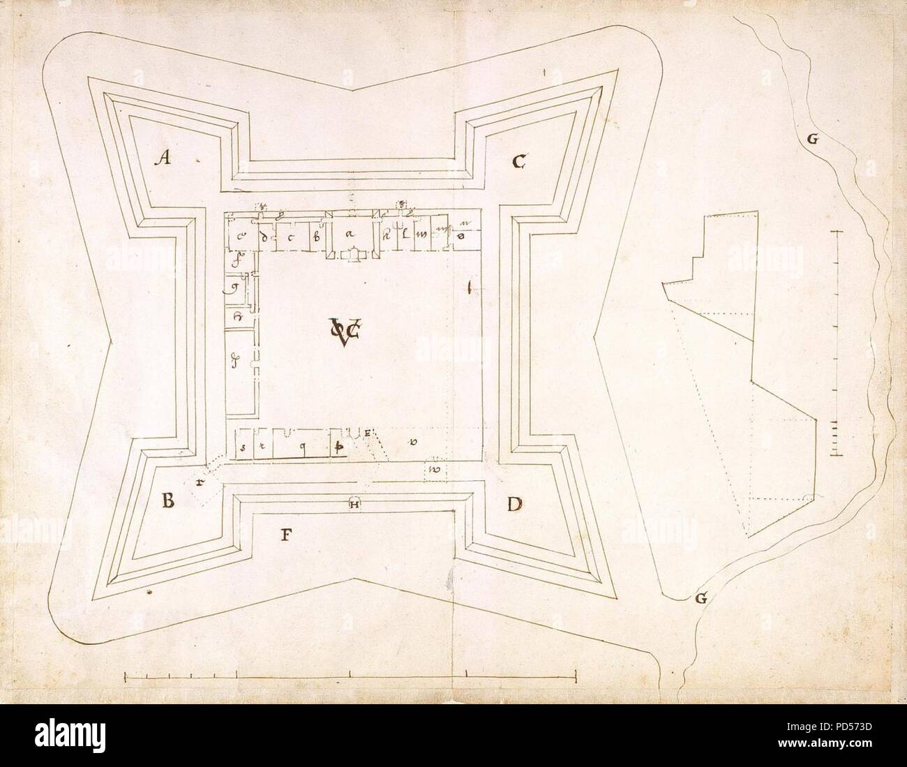 Map and elevation of the Fort of Good Hope Stock Photo - Alamy