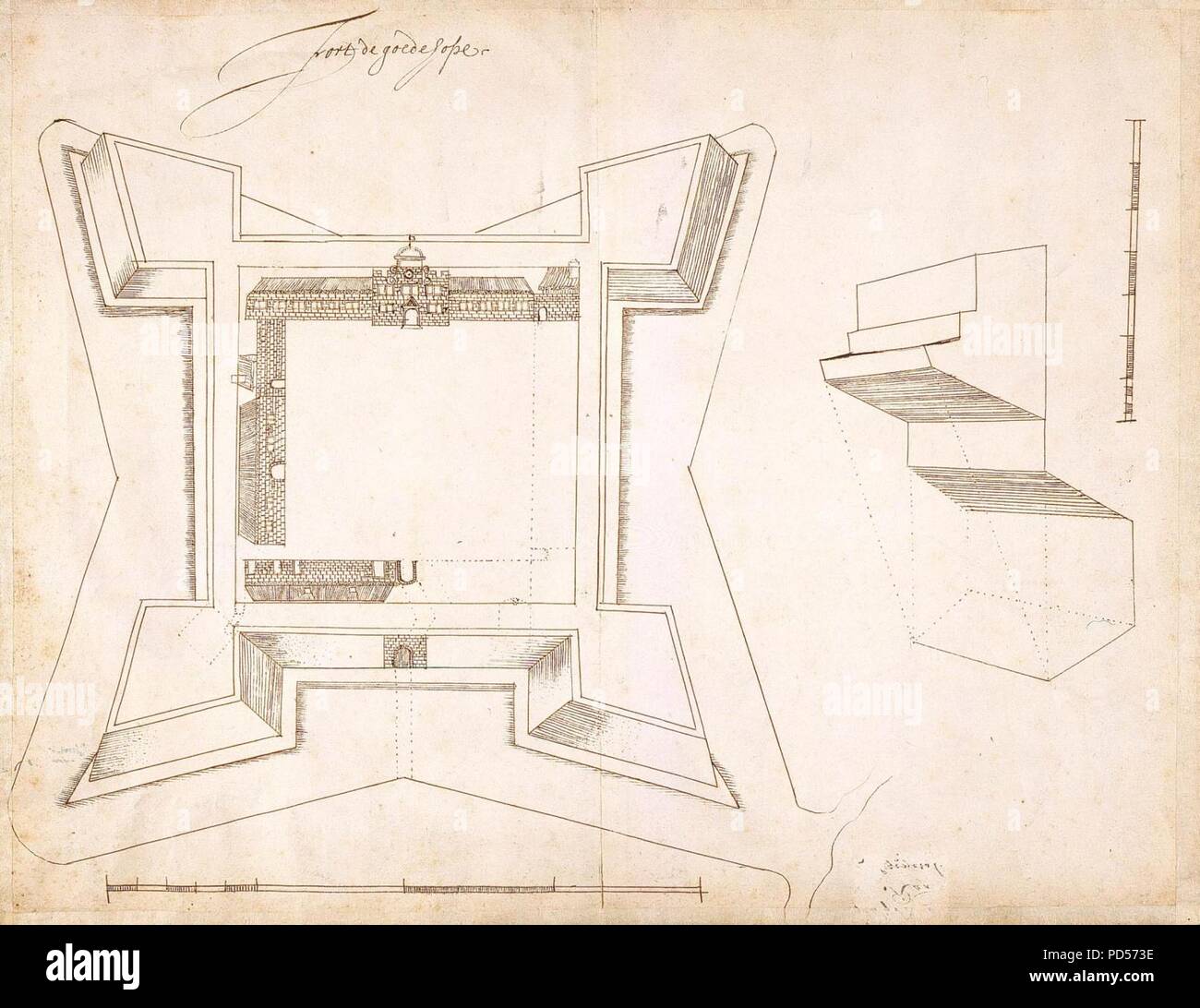 Ground plan and elevation of the Fort of Good Hope Stock Photo - Alamy