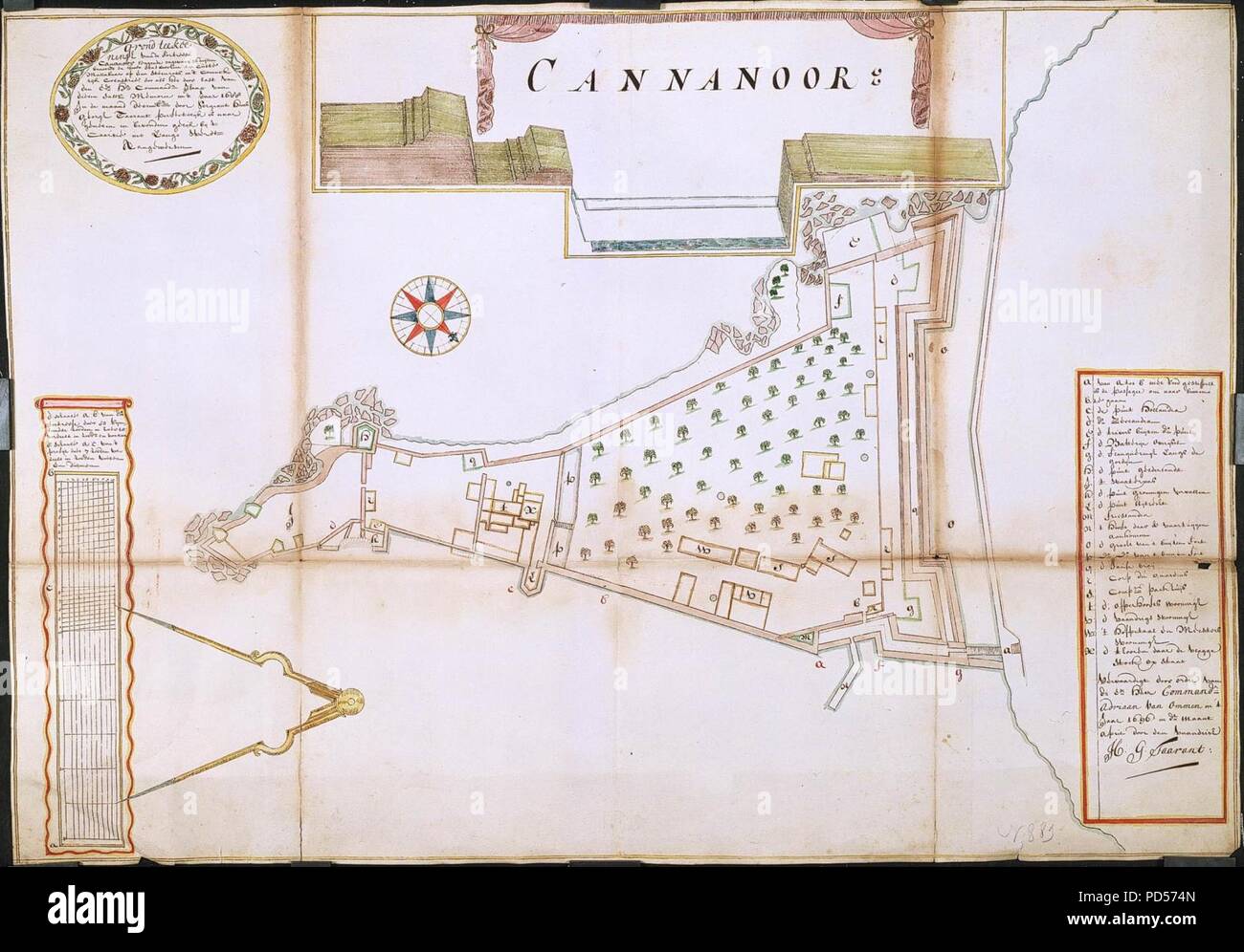 Map of the fort at Cananoor Stock Photo - Alamy