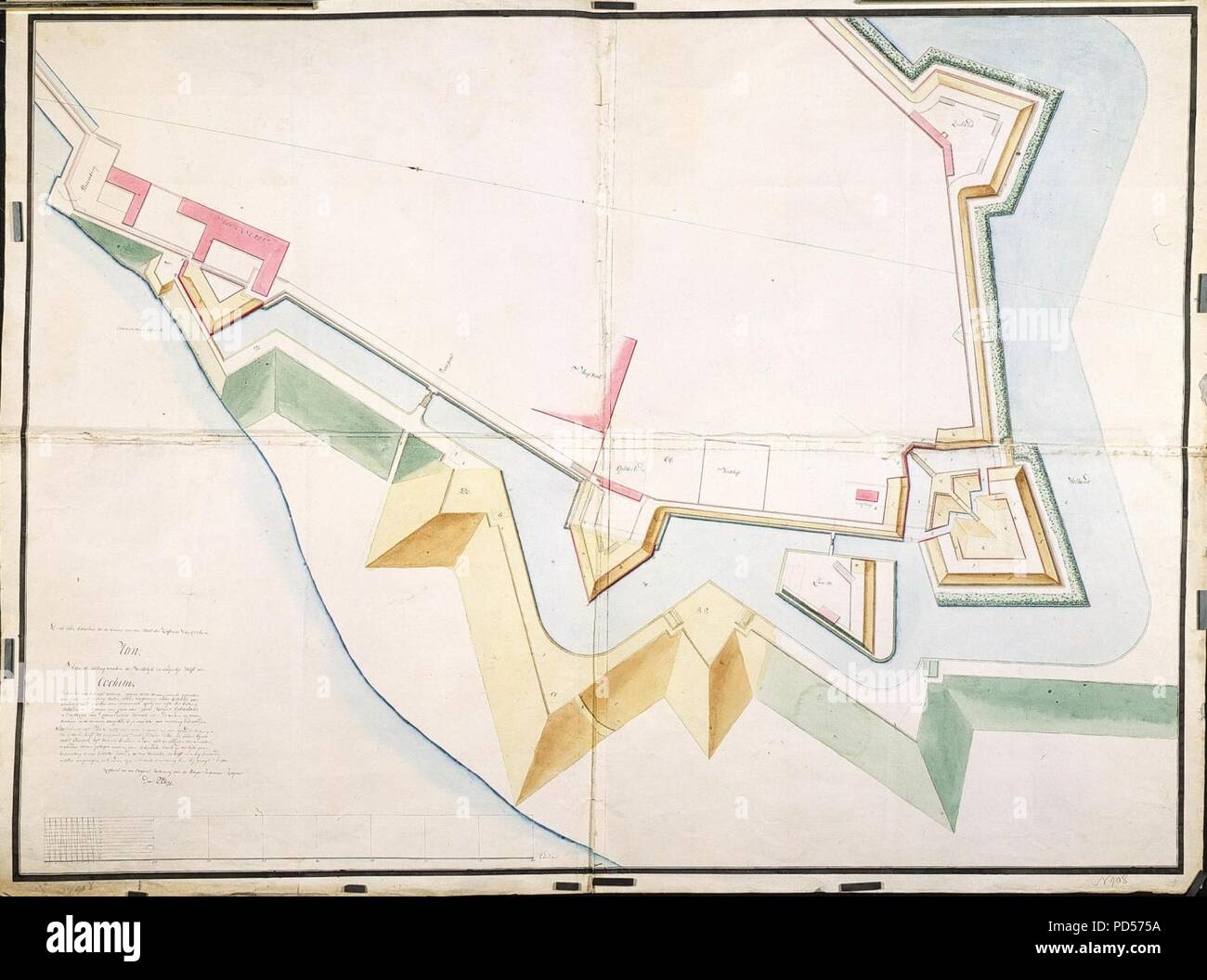 Map of the fortifications to the west and south of Cochin Stock Photo ...
