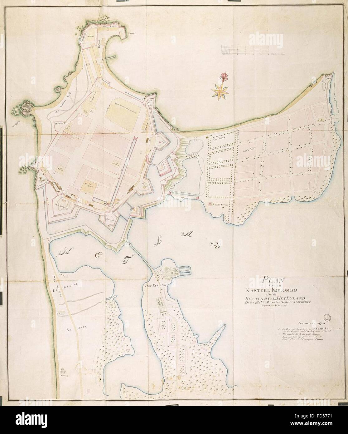 Map of the castle and the city of Colombo Stock Photo - Alamy