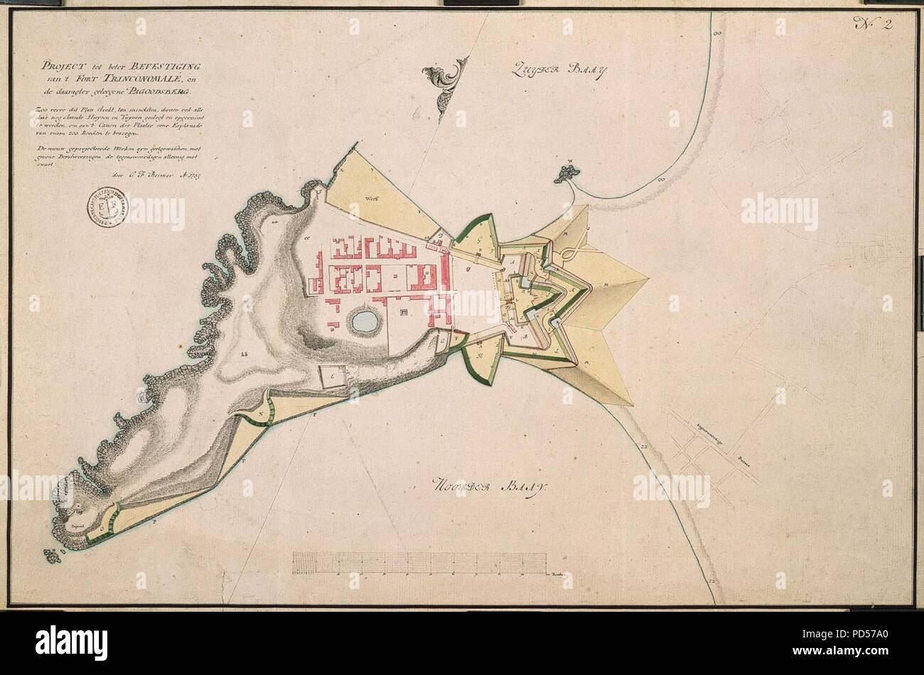 Map of the fort at Trinconomale Stock Photo - Alamy