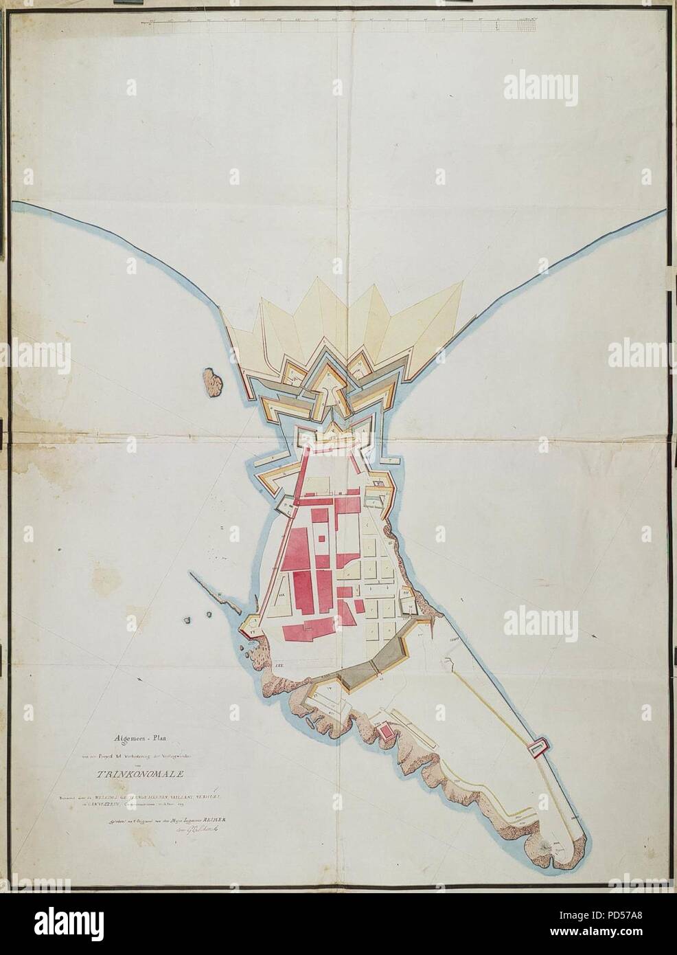 Map of the fort at Trinconomale Stock Photo - Alamy