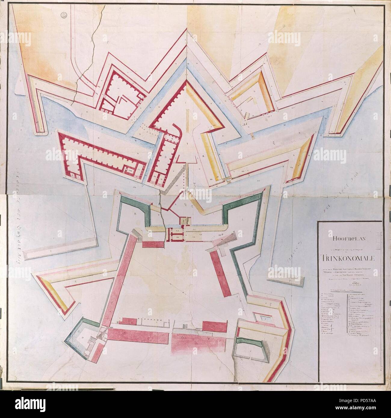 Map of the fort at Trinconomale Stock Photo - Alamy