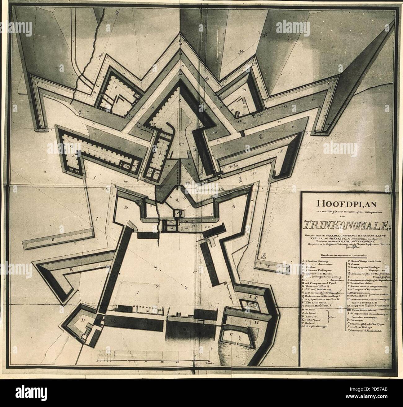 Map of the fort at Trinconomale Stock Photo - Alamy