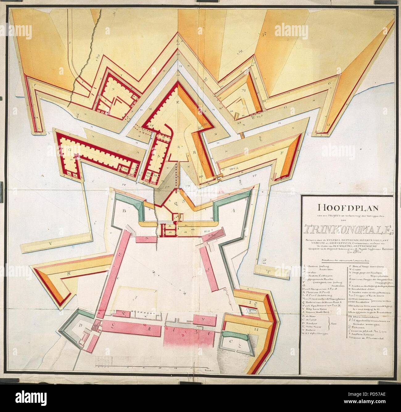 Map of the fort at Trinconomale Stock Photo - Alamy
