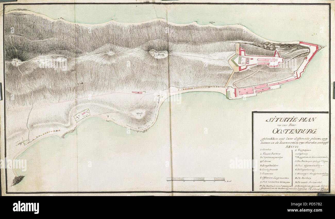 Map of Fort Oostenburg at Trinconomale Stock Photo - Alamy