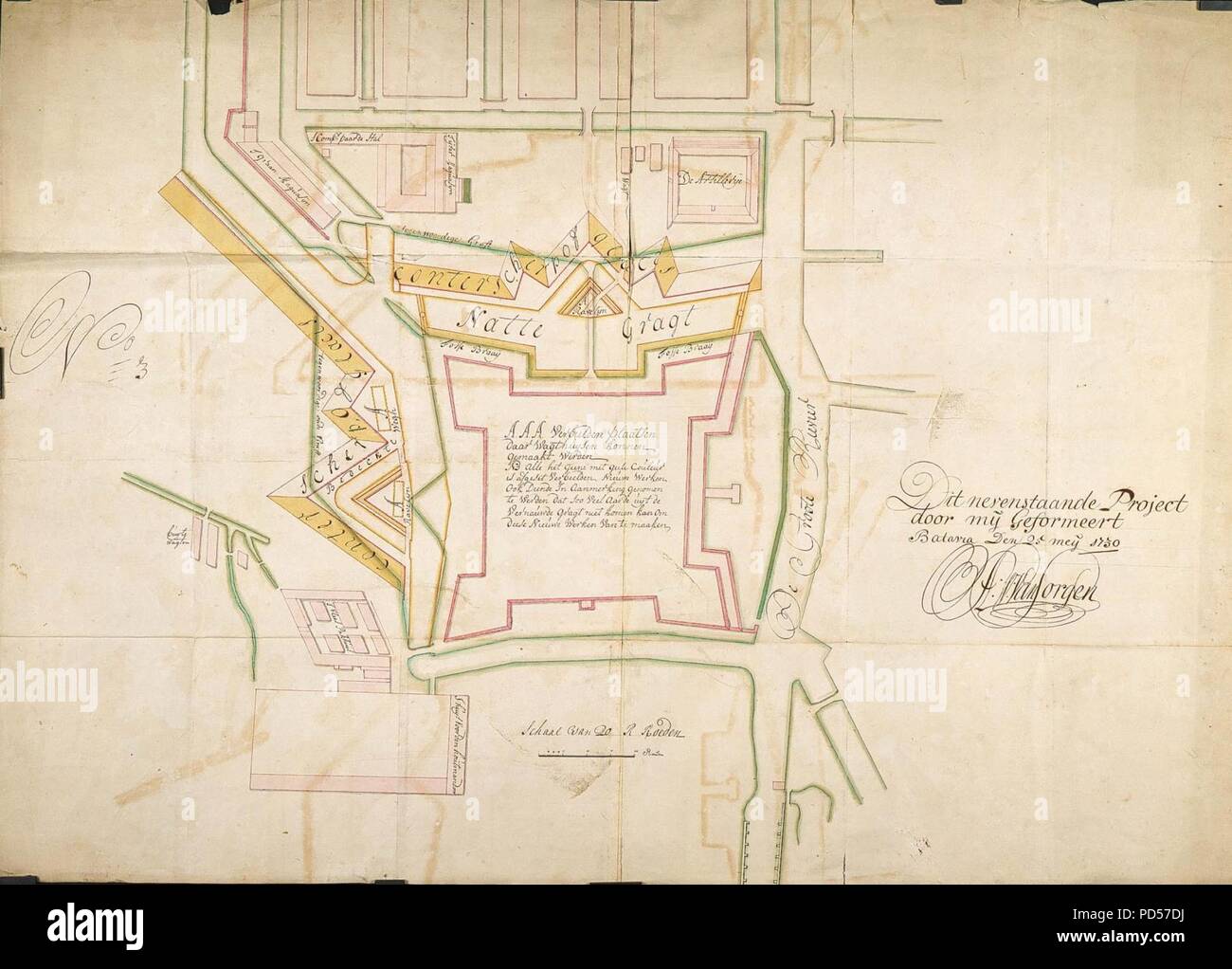Map for the fortification of the castle at Batavia Stock Photo - Alamy