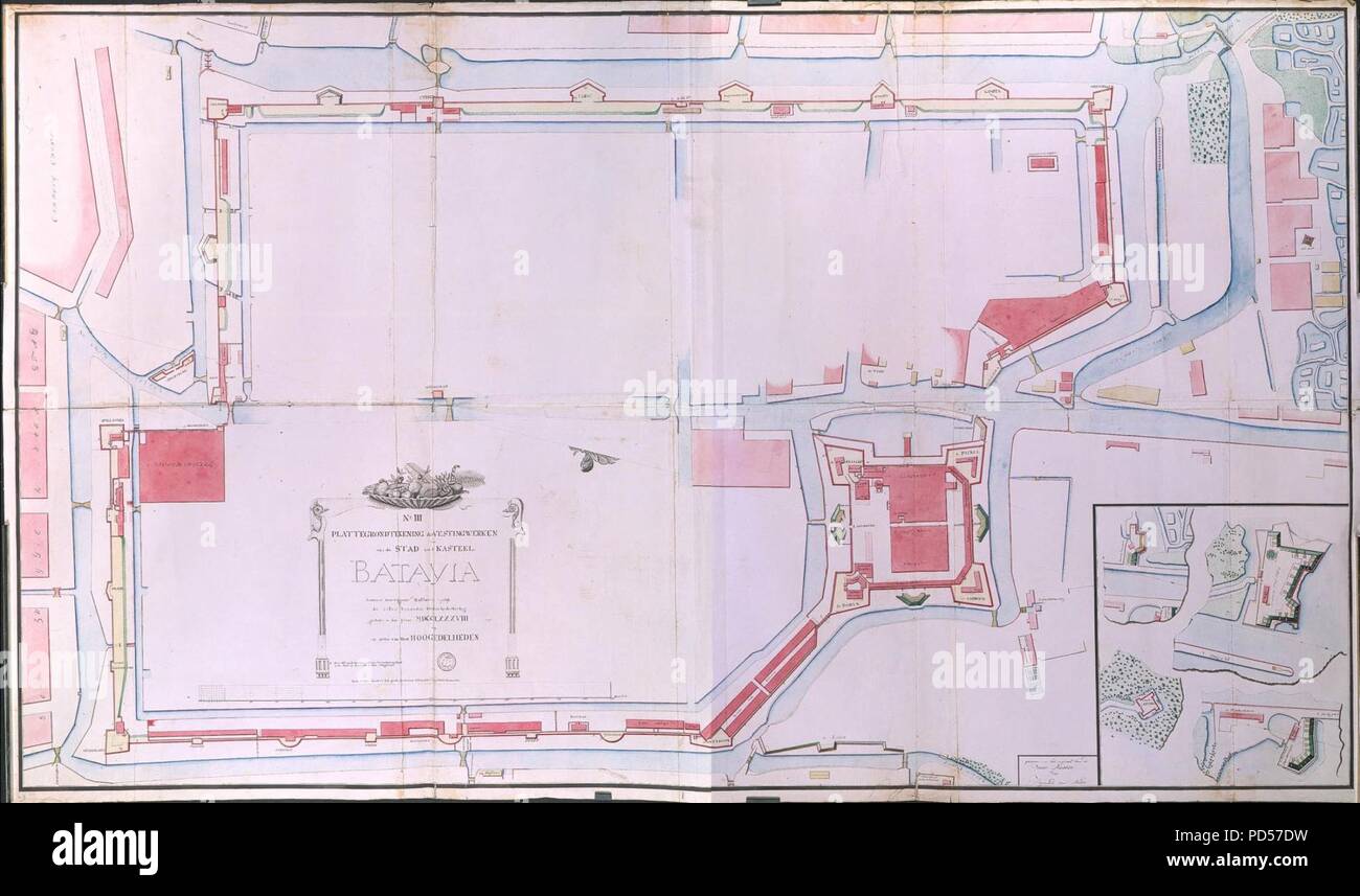 Map of the castle and city of Batavia Stock Photo - Alamy