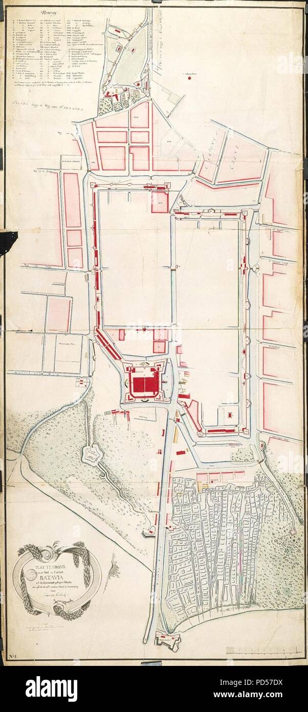 Map of the castle and city of Batavia Stock Photo - Alamy