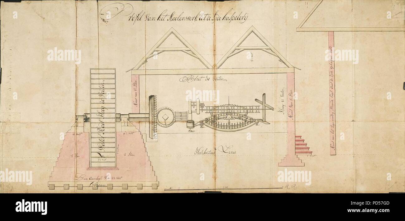 Construction drawing for the silk factory in Batavia Stock Photo - Alamy