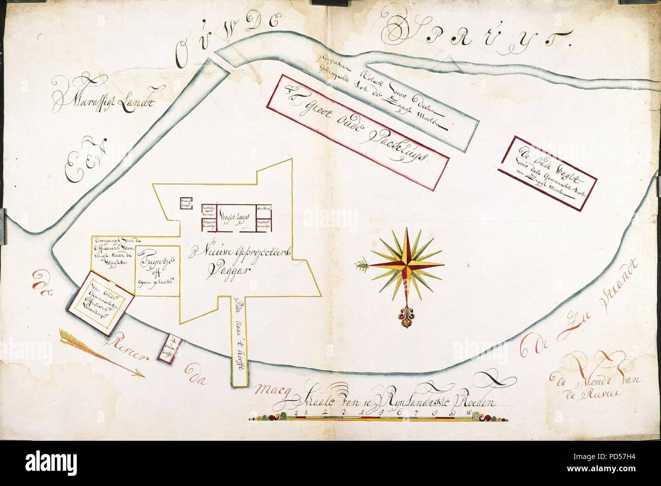 Map for the construction of a small fort at Damak Stock Photo - Alamy